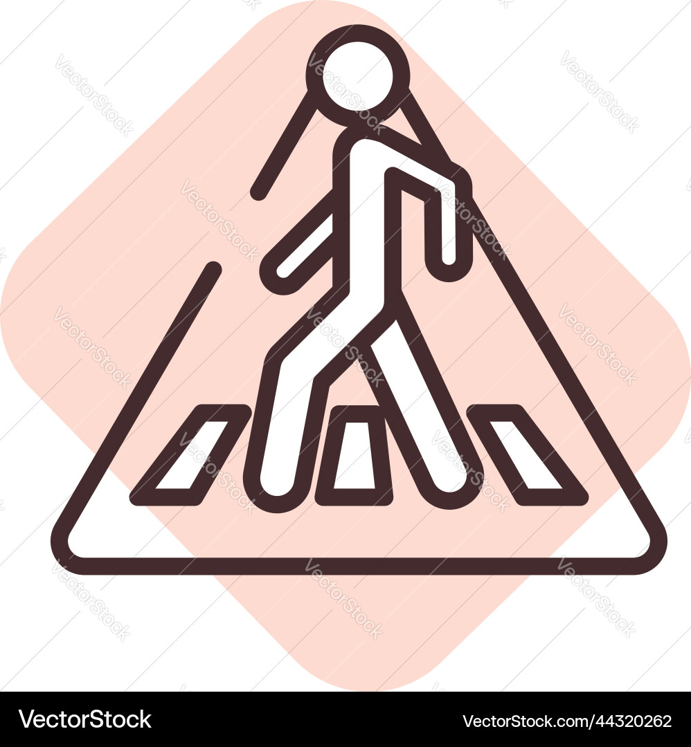 Warning sign cross road on white background Vector Image