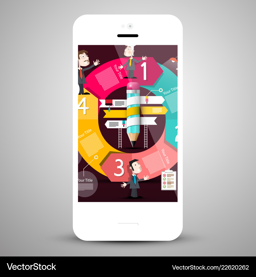 White mobile phone smartphone with infographic Vector Image