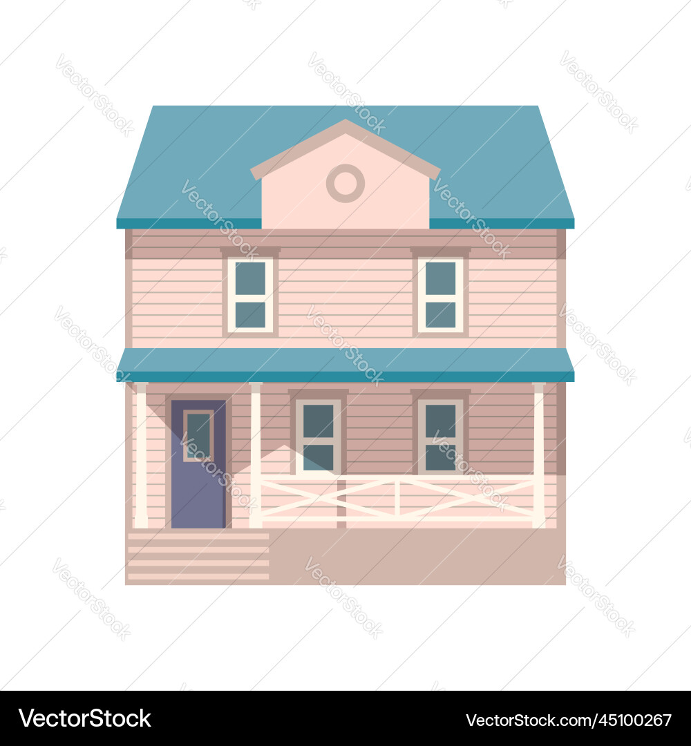 Country two-storey house in flat style Royalty Free Vector