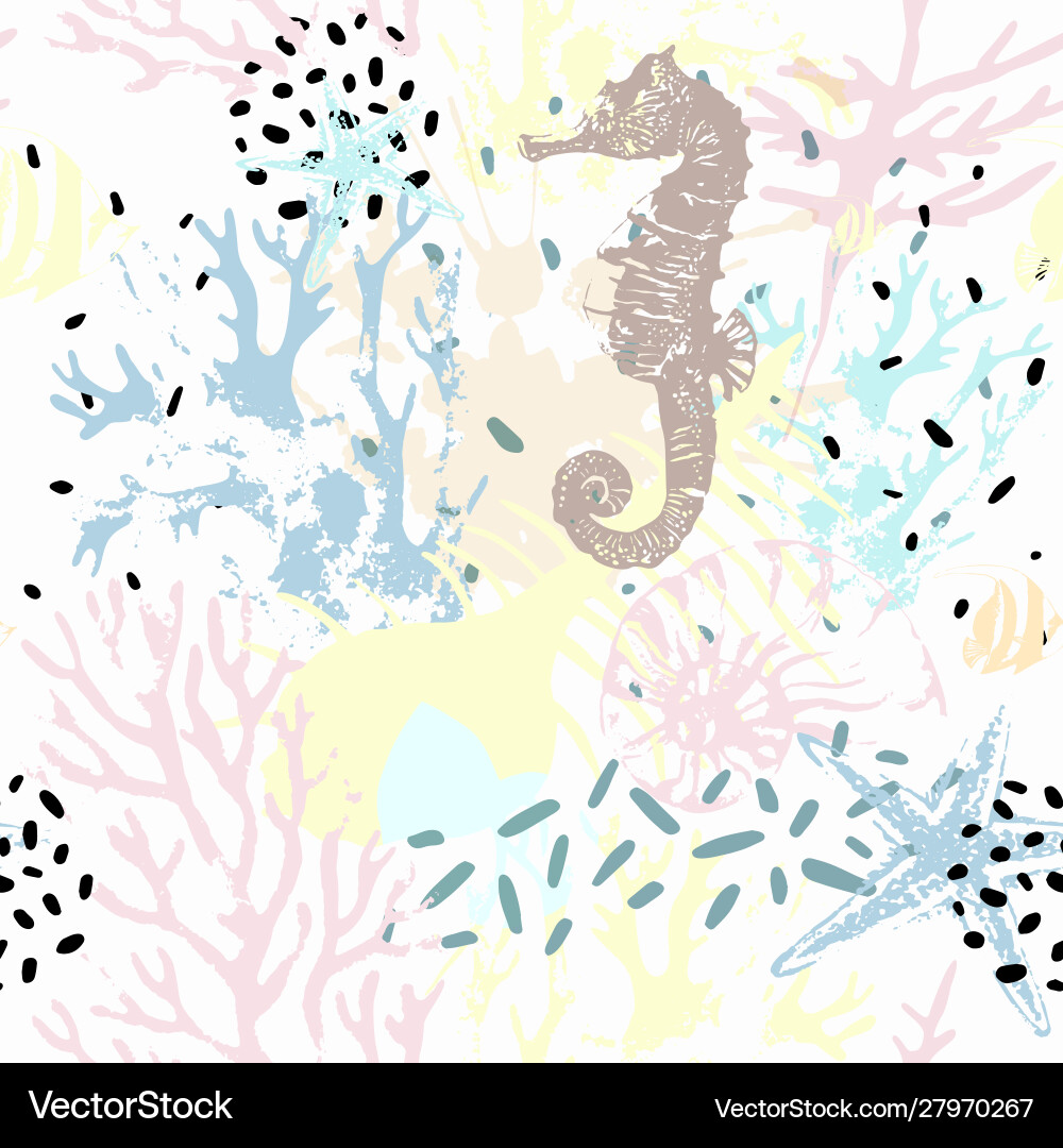 Creative abstract watercolor marine seamless Vector Image