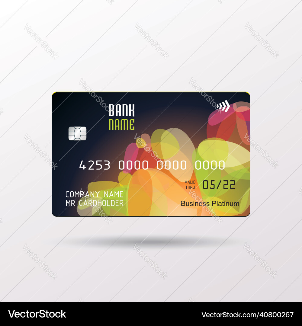 Credit card bright design with shadow detailed Vector Image