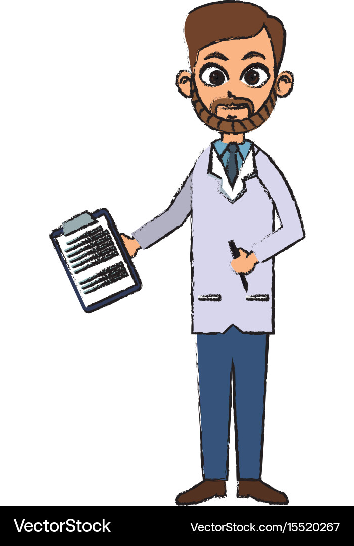 Drawing portrait doctor man character standing Vector Image