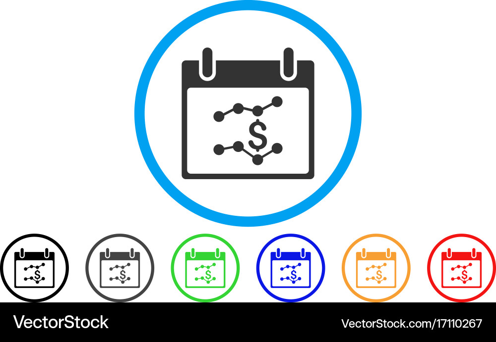 Financial charts calendar day rounded icon Vector Image