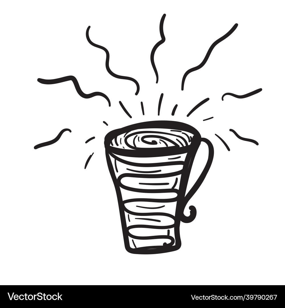 Hand drawn coffee cup with smoke set minimalist Vector Image