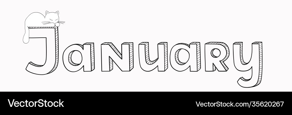 Handwritten lettering phrase january with hand Vector Image