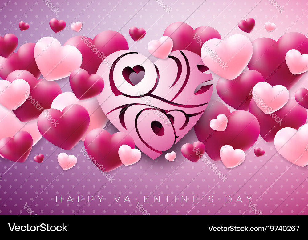 Happy valentines day design with red heart Vector Image
