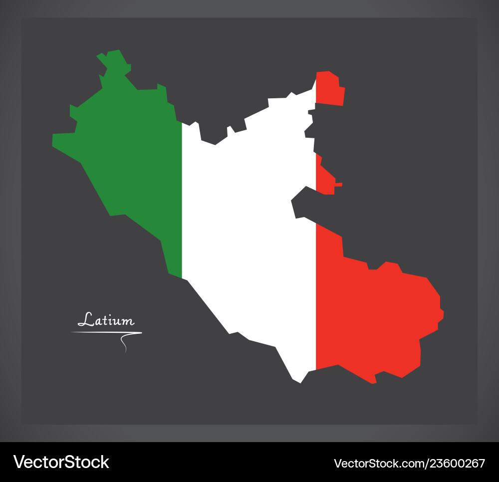 Latium map with italian national flag Royalty Free Vector