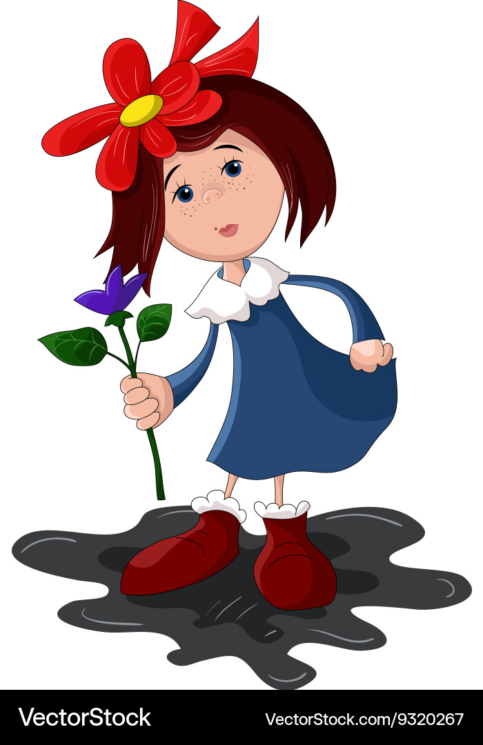 Little girl in blue Royalty Free Vector Image - VectorStock