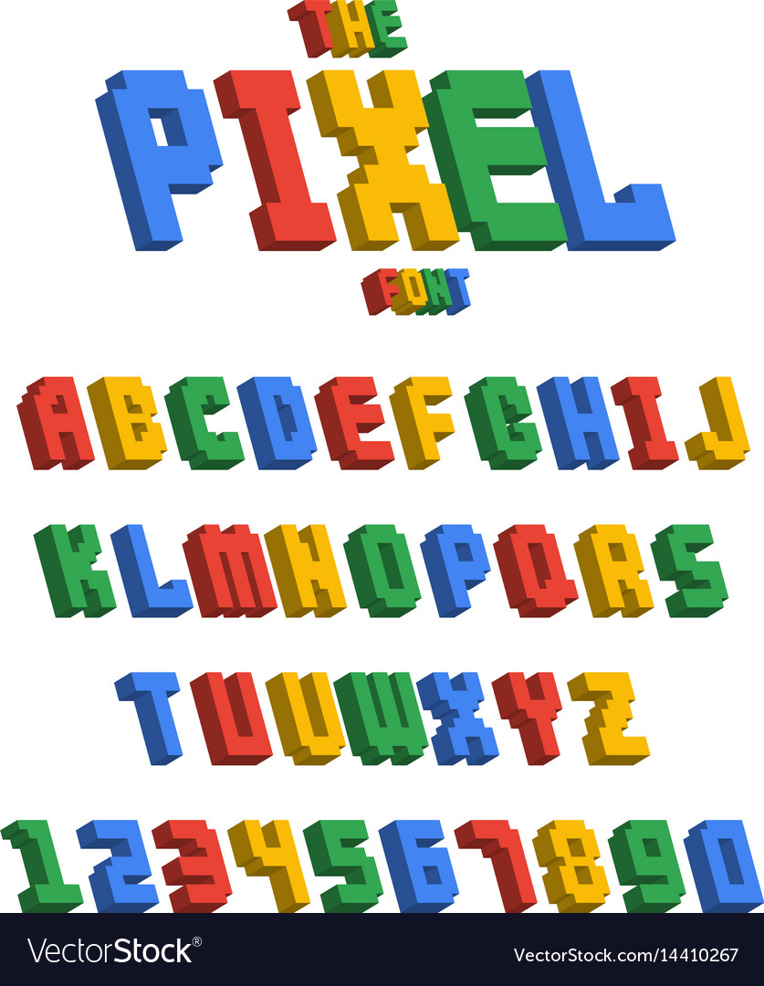 Pixel retro font video computer game design 8 bit Vector Image Pixel retro font video computer game design 8 bit Vector Image