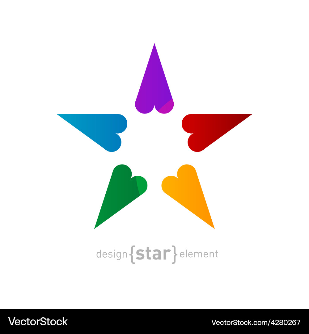 Rainbow star made of hearts on white background Vector Image