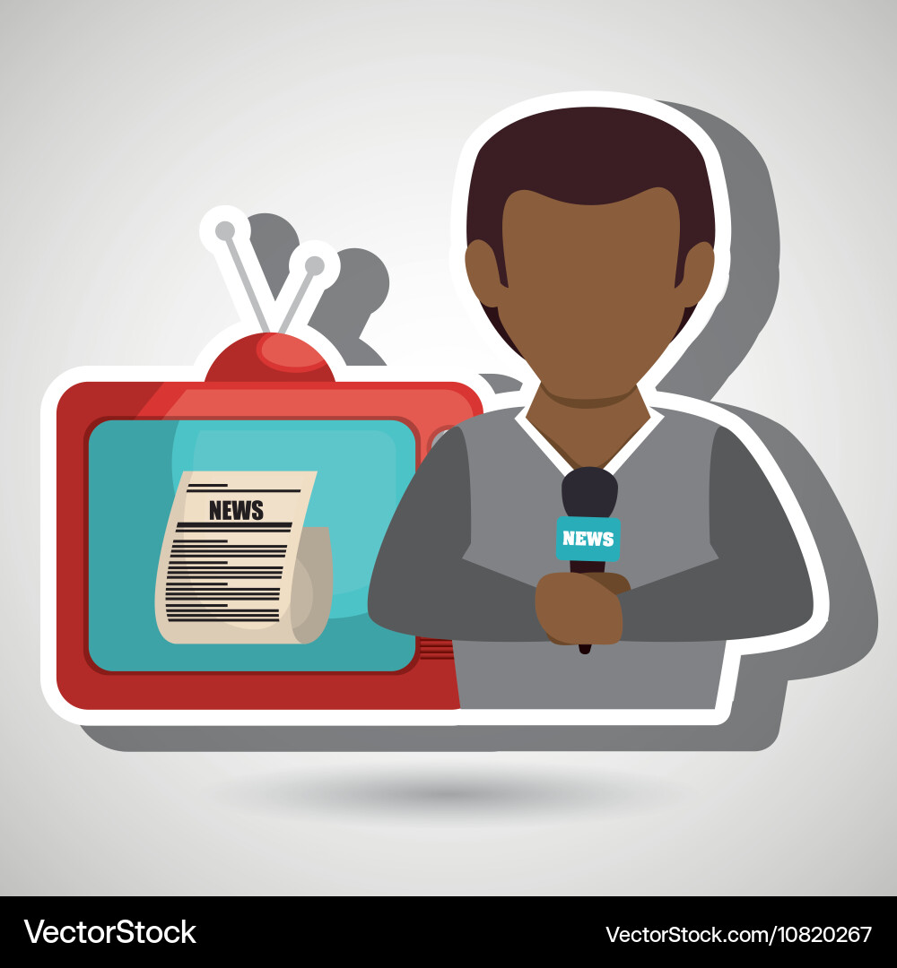 Reporter tv news microphone Royalty Free Vector Image