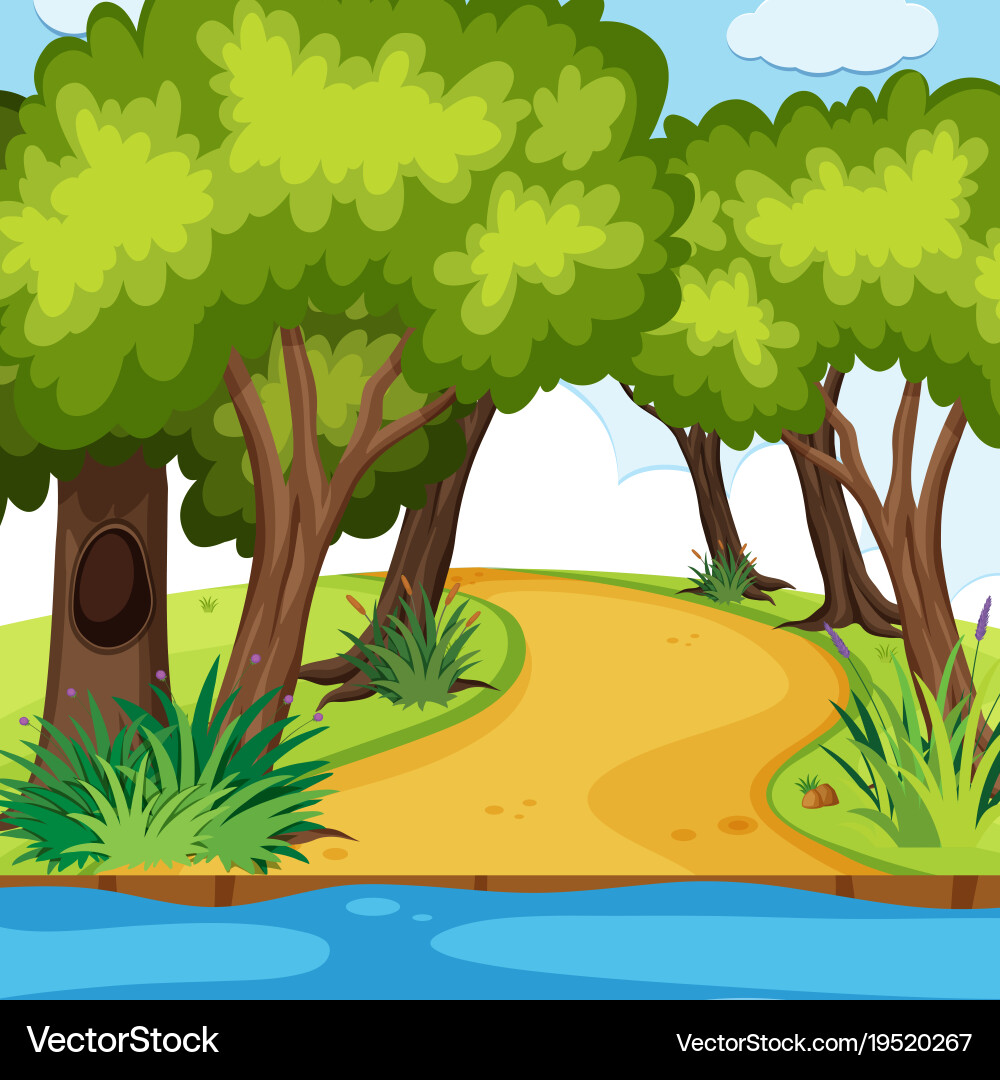 Scene with road in the park Royalty Free Vector Image