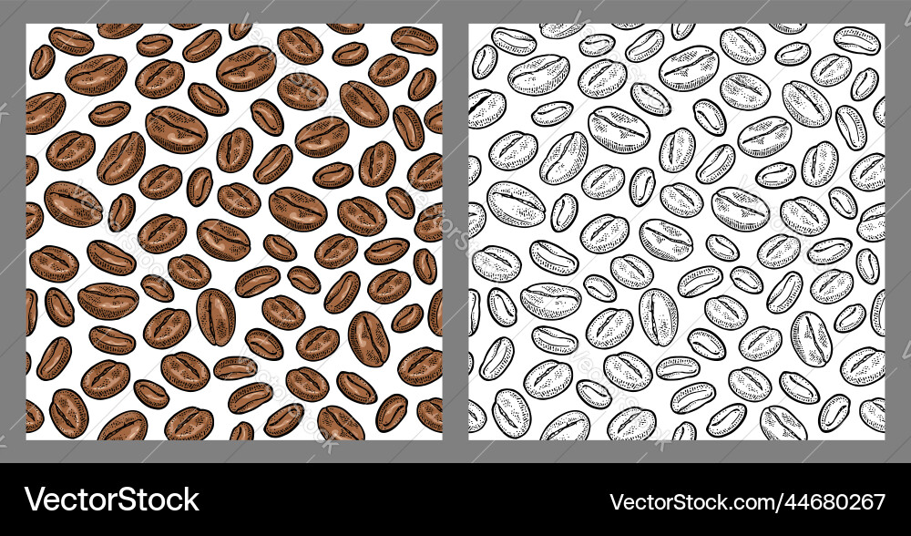Seamless pattern coffee beans vintage Royalty Free Vector