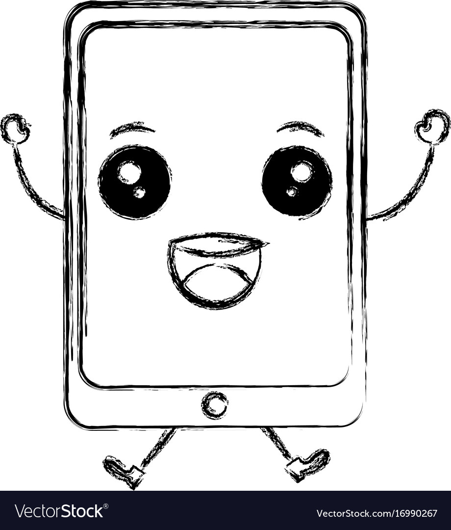Tablet Device Kawaii Character Royalty Free Vector Image