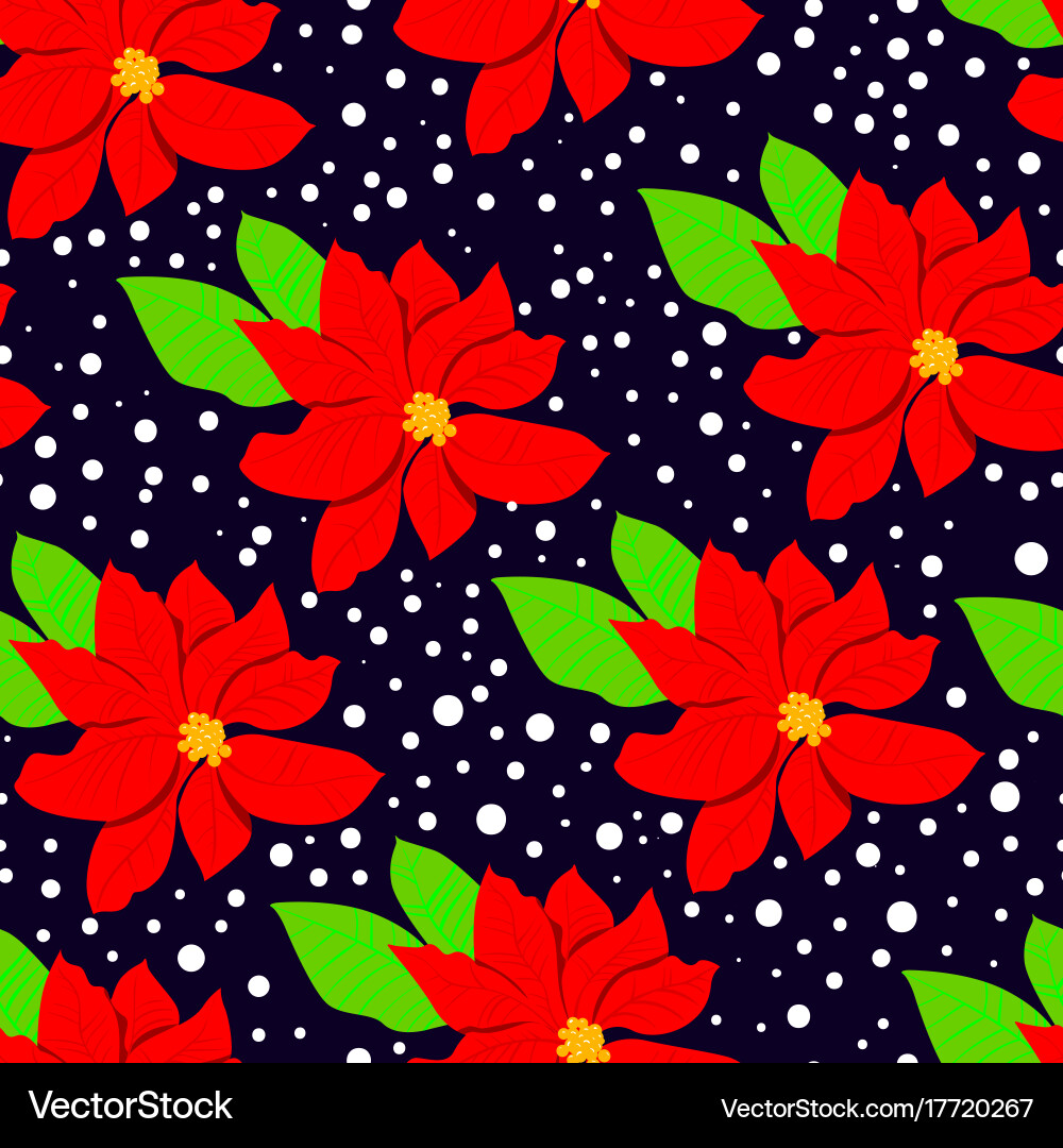 Winter floral seamless pattern with poinsettia Vector Image