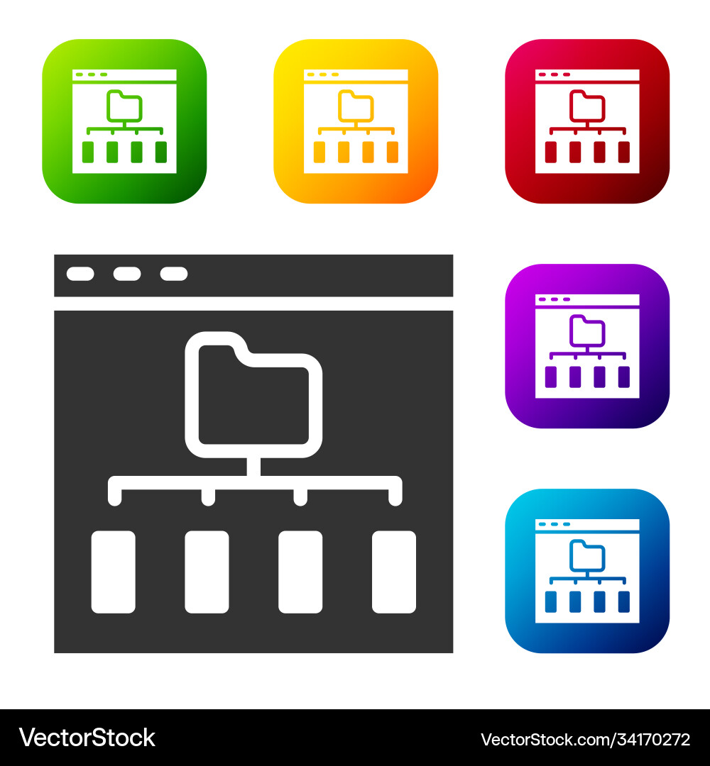 Black browser files icon isolated on white Vector Image