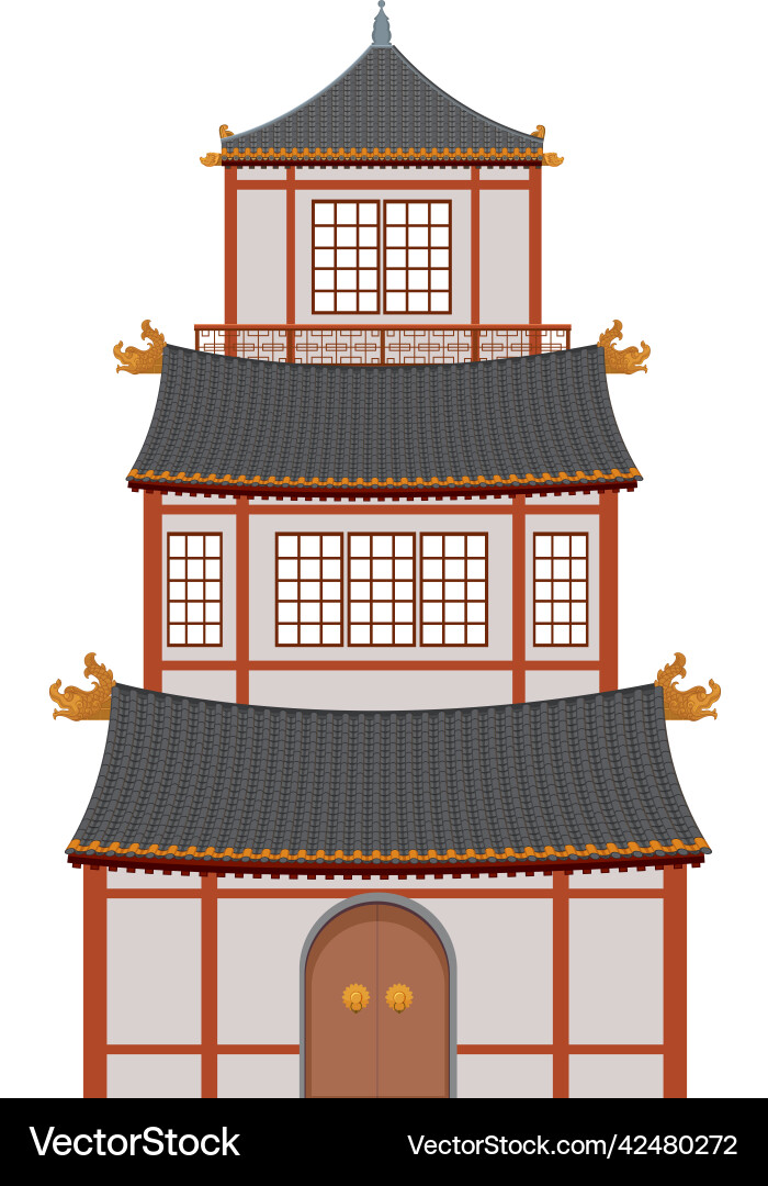 Chinese traditional building on white background Vector Image