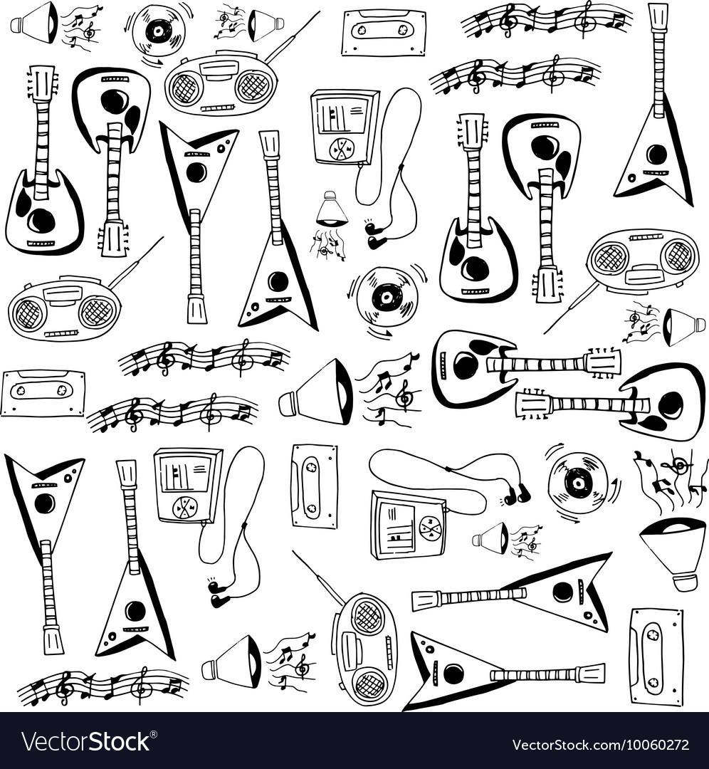 Doodle with hand draw music set Royalty Free Vector Image