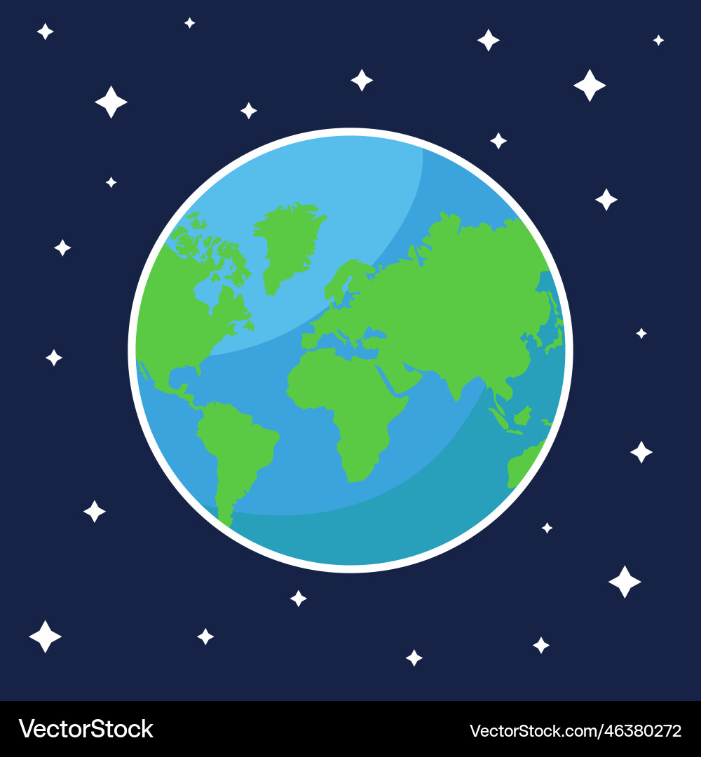 Earth on the space background with stars Vector Image