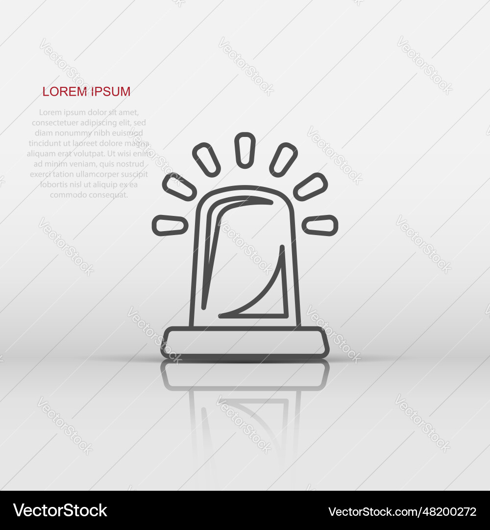 Emergency alarm icon in flat style alert lamp Vector Image