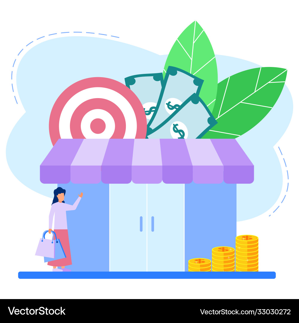 Graphic cartoon character shopping Royalty Free Vector Image