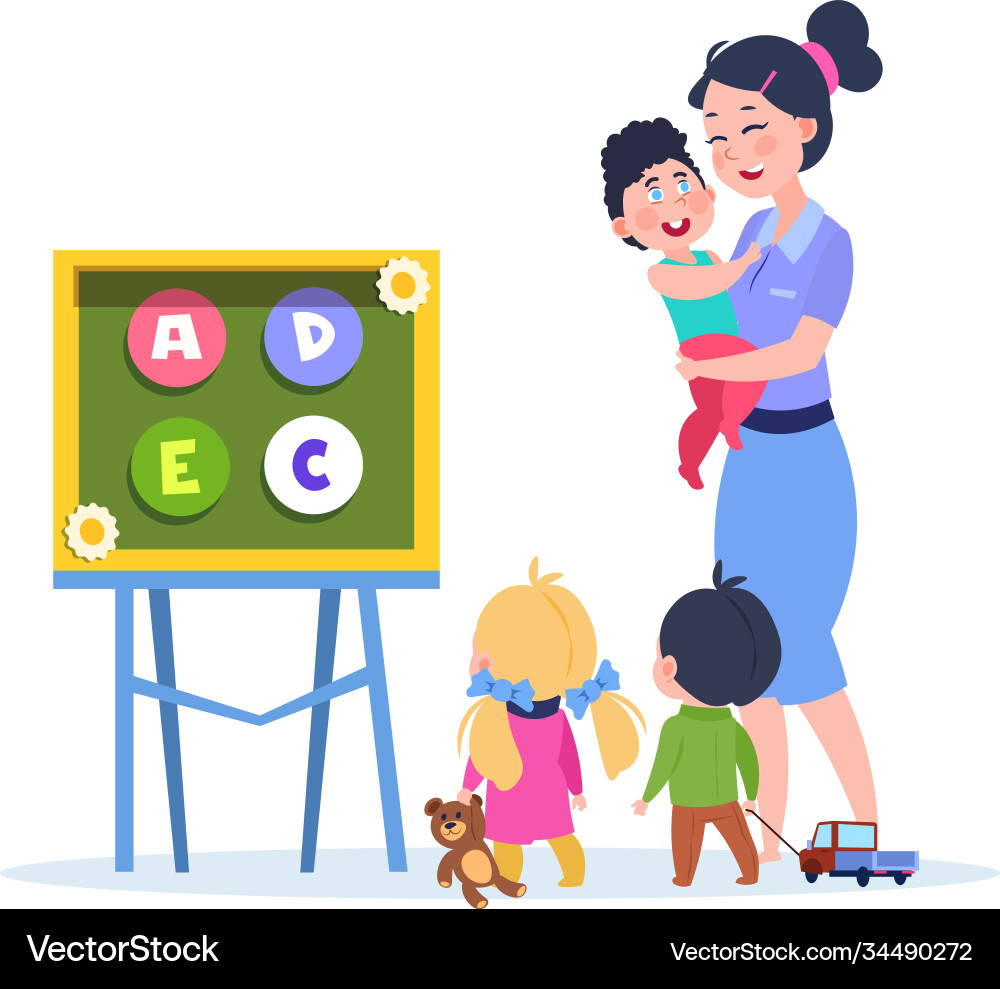 Kids study letters little babies in kindergarten Vector Image