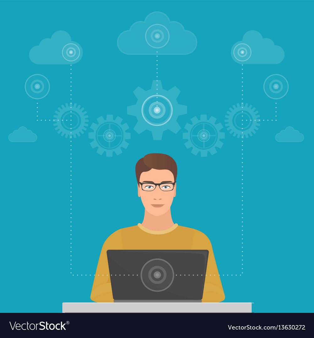 Man big data software engineer programmer Vector Image Man big data software engineer programmer Vector Image