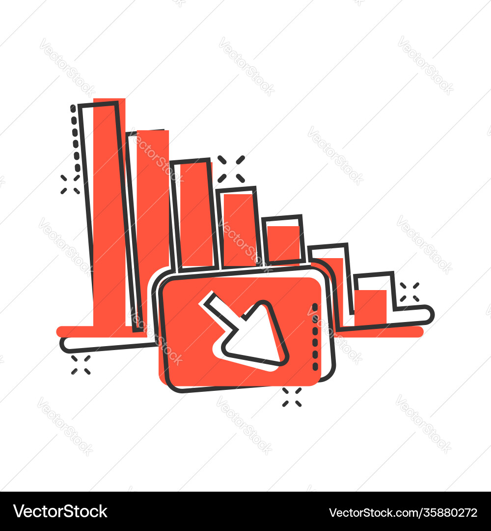 Market trend icon in comic style decline arrow Vector Image