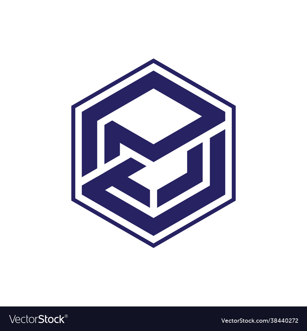 Monogram hexagon letter zm or mz logo template Vector Image