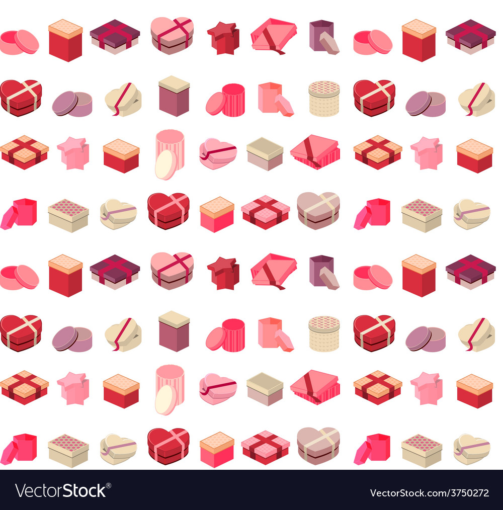 Seamless pattern with different gift boxes Vector Image