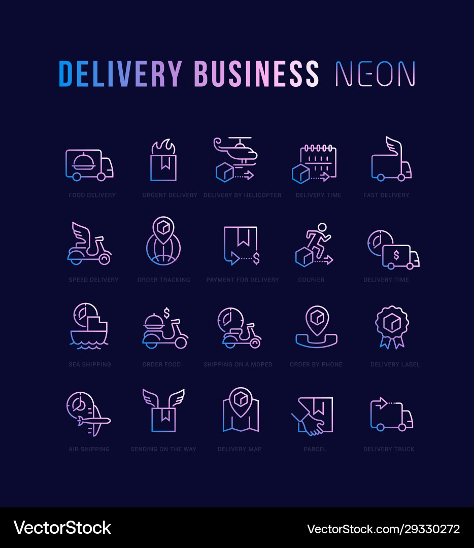 Set line icons delivery business Royalty Free Vector Image