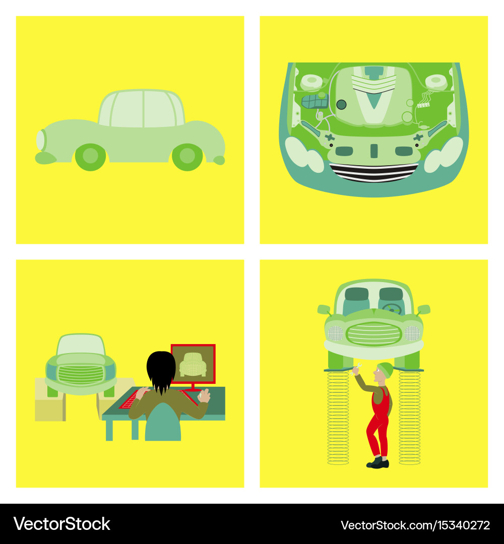 Set mechanical services of car Royalty Free Vector Image