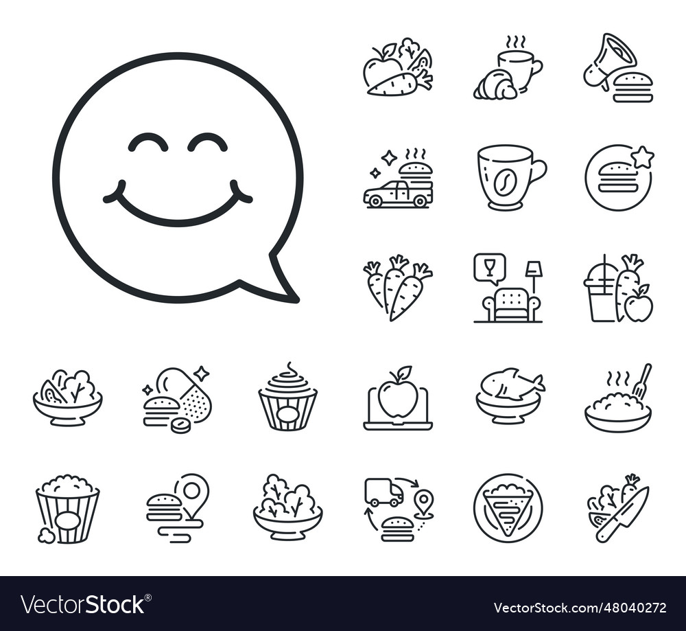 Smile face line icon happy emoticon chat sign Vector Image Smile face line icon happy emoticon chat sign Vector Image