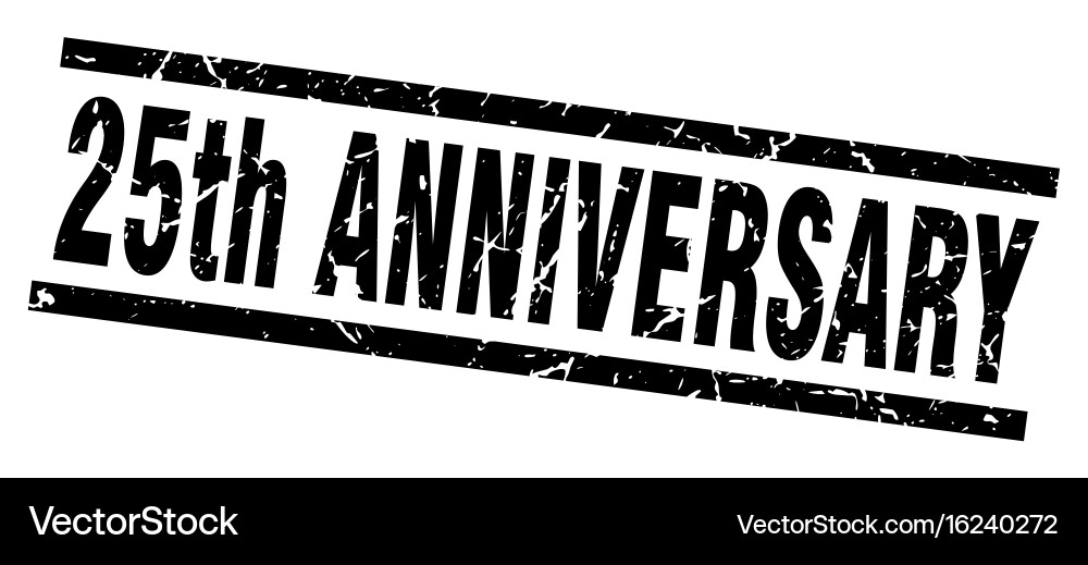 Square grunge black 25th anniversary stamp Vector Image