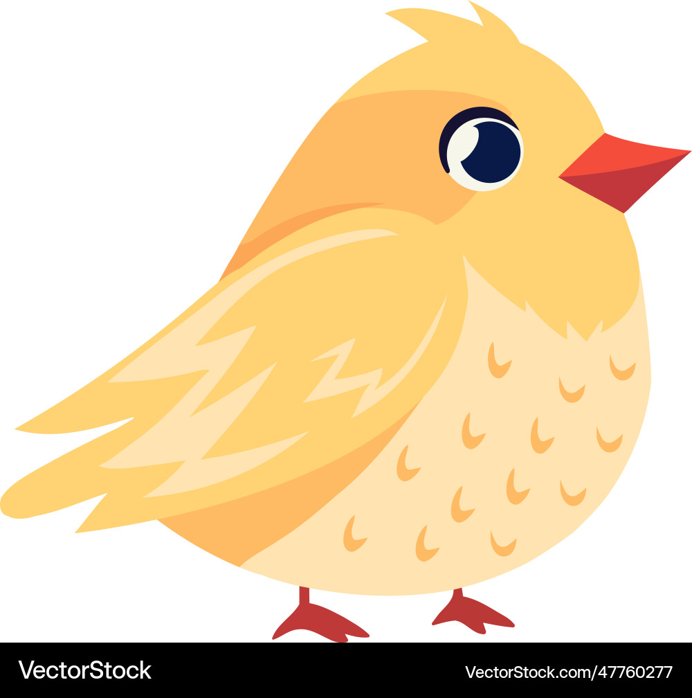 Cheerful bird with beak looking cute and yellow Vector Image