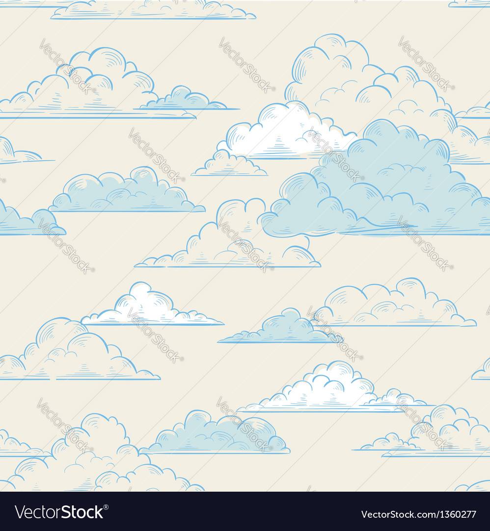 Clouds seamless pattern hand-drawn Royalty Free Vector Image