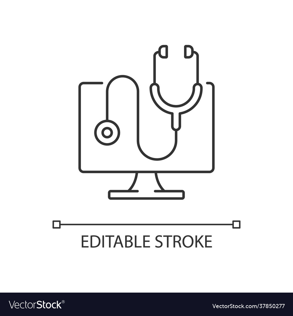 Computer diagnostics linear icon Royalty Free Vector Image