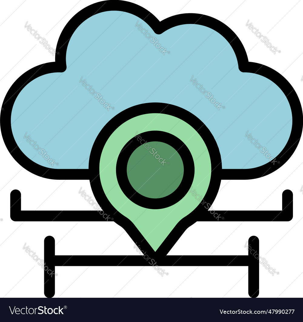 Data cloud location icon flat Royalty Free Vector Image
