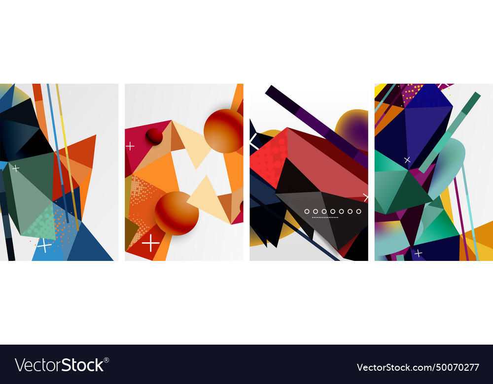 Geometric elements in abstract poster composition Vector Image