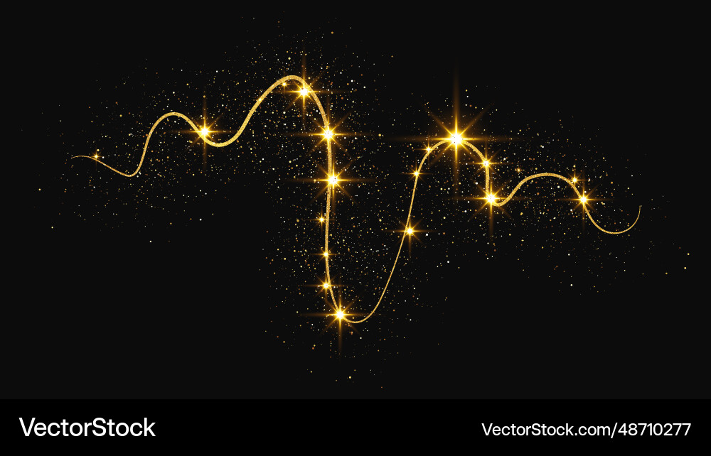 Gold glittering confetti wave and stardust Vector Image