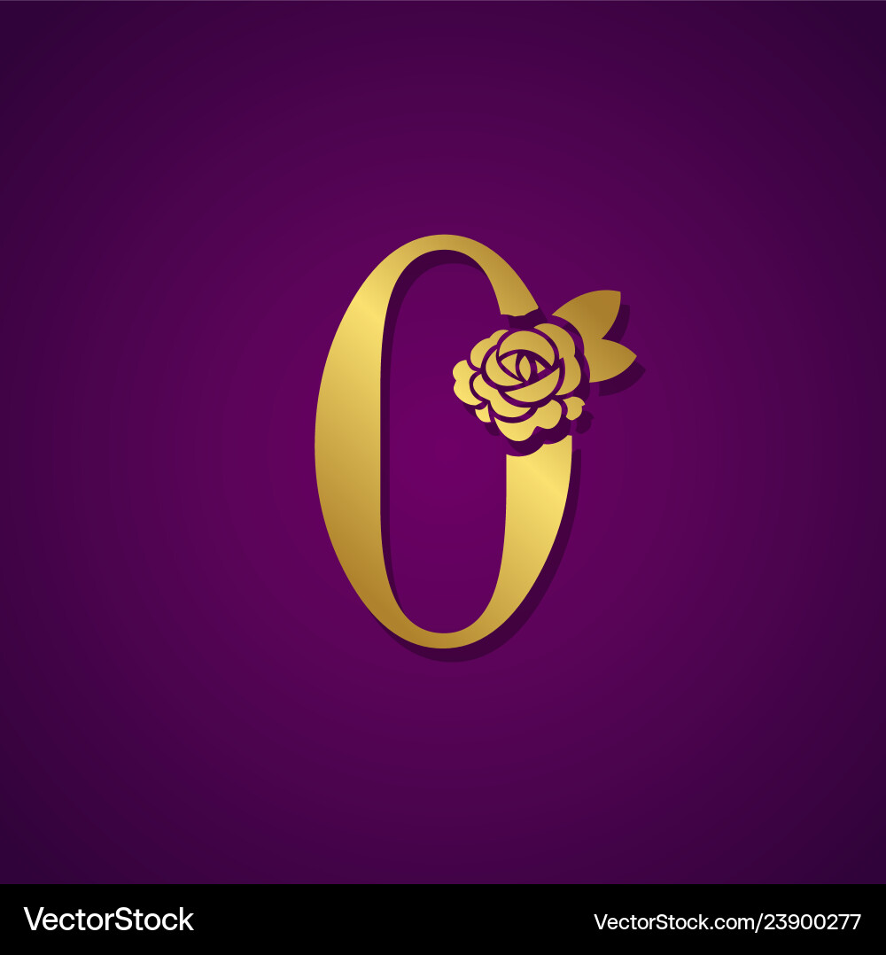 Gold letter with rose flower Royalty Free Vector Image