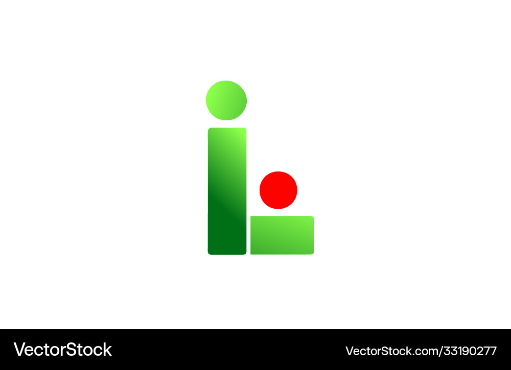 Green red l alphabet letter logo icon gradient Vector Image