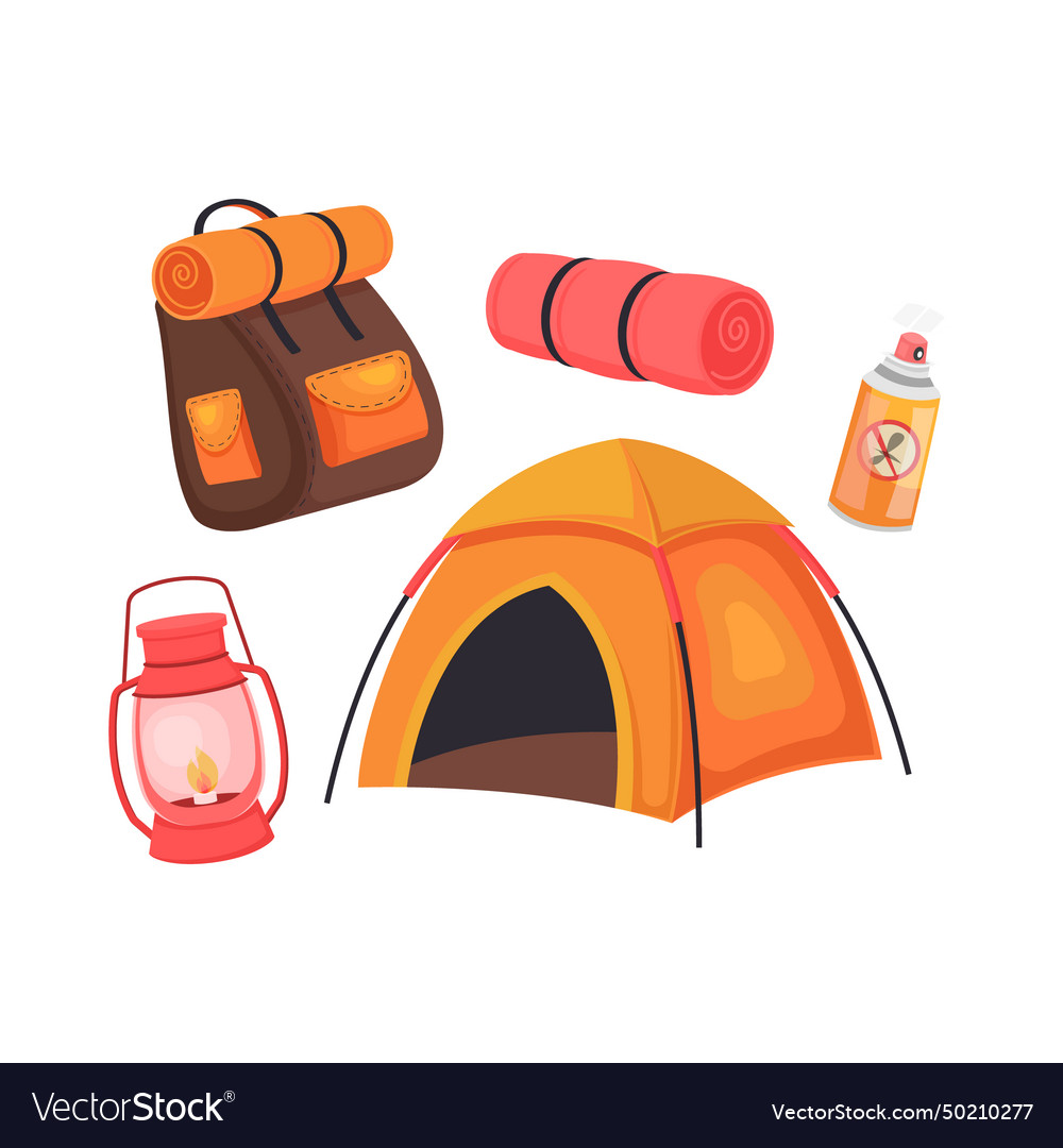 Mountain forest hike elements Royalty Free Vector Image