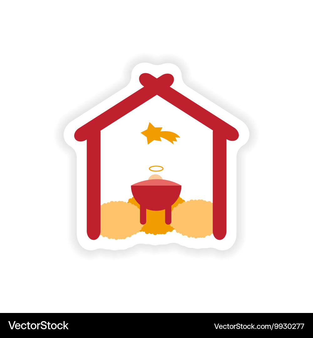 Paper sticker on white background newborn jesus Vector Image