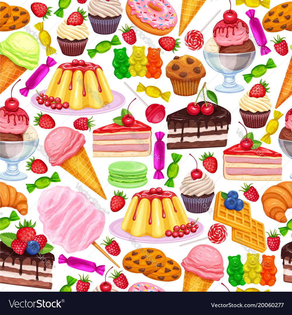 Seamless pattern with confectionery Royalty Free Vector