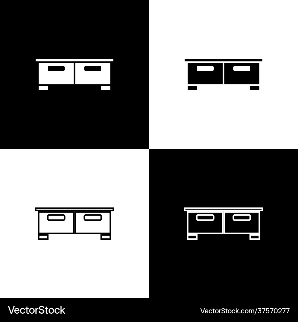 Set chest drawers icon isolated on black Vector Image