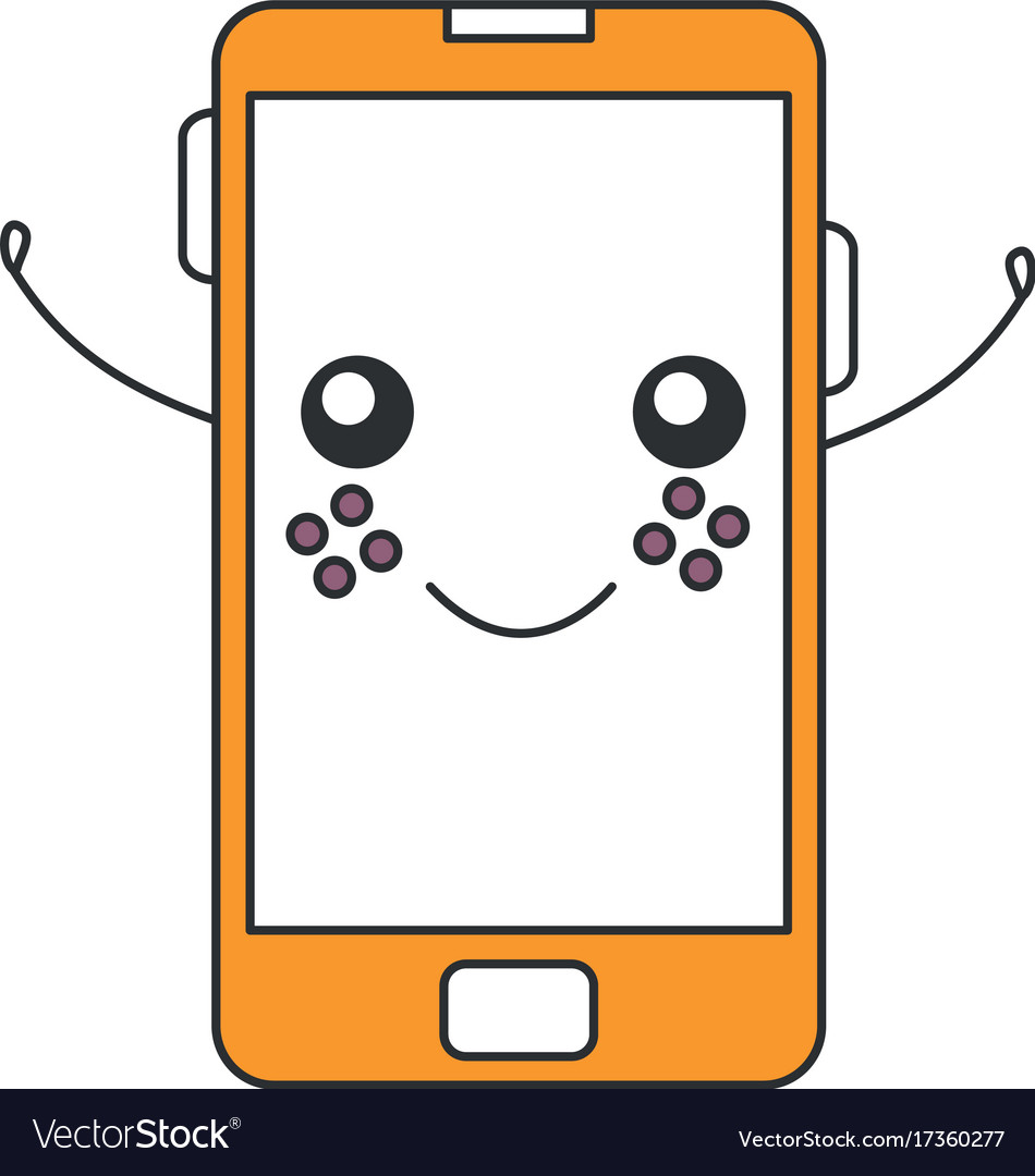 Smartphone device kawaii character Royalty Free Vector Image