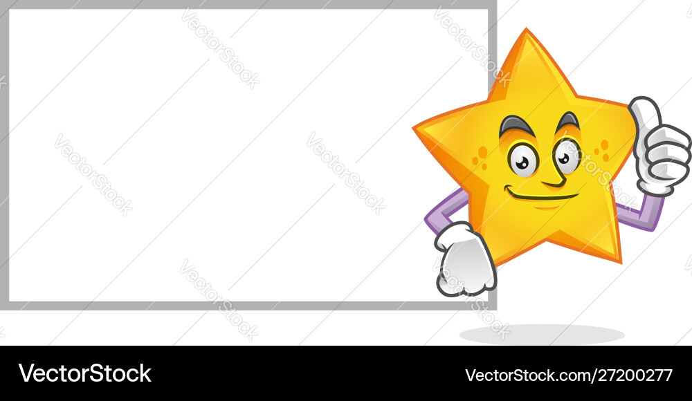 Star character design or mascot blank sign Vector Image