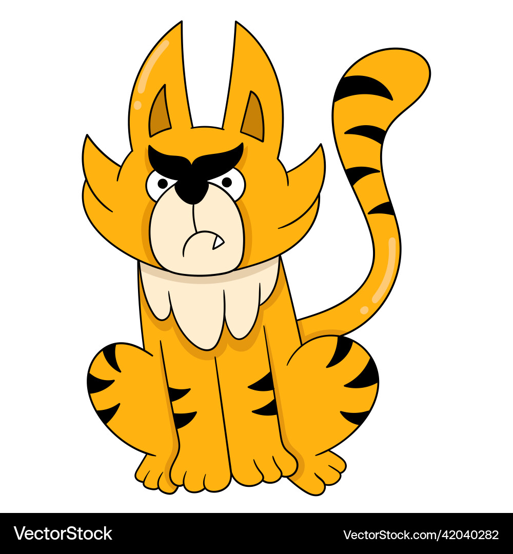 Aggressive face tiger is sitting waiting for prey Vector Image