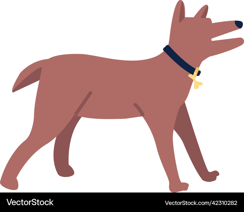 Barking dog with collar semi flat color character Vector Image